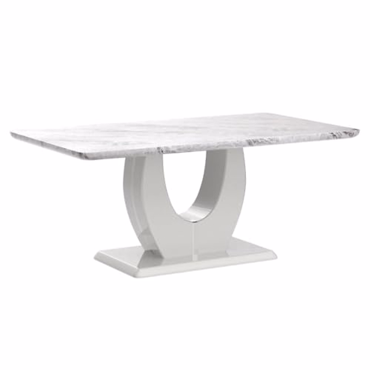 Pvillez Dining Table, Marble Texture Dining Table, Dining Room Kitchen Table, Modern Rectangle Dining Tables Set with Stone Top, White Dinner Office Computer Table for 4-6