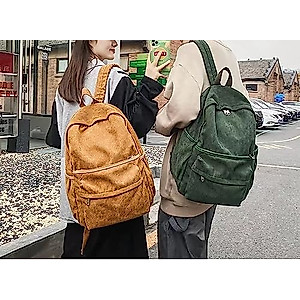 KAOBIO Preppy Corduroy Backpack Large Aesthetic Backpack Fit 15.6 inch Laptop College Backpack Cute Book Bag Casual Daypack (Green,One Size)