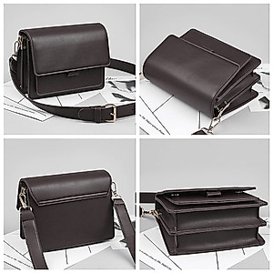 AMHDV Small Crossbody Bag for Women Retro Shoulder Bag Square Purse Handbag Fashion Flap bag (02-coffee)