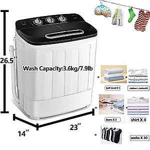 Tiktun Portable Washer and Dryer Combo XPB36-1288SA Mini Washing Machine, Black