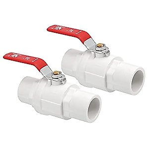 M METERXITY 2 Pack Ball Valve - Irrigation Water Flow Control, Slip Plastic Shut-Off Valve, Apply to Outdoor/Garden/Swimming Pools(25mm ID, White Red)