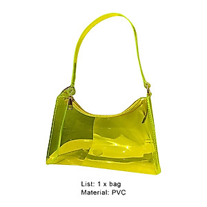 Unizhouxi Shoulder Bag Multipurpose Korean Style Jelly Handbag Transparent for Party Yellow