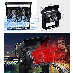 4Pin 18 LED IR Night Vision CCD Car Rear View Parking Reverse Camera + 4 Pin Connector Extension Cable for 12V/24V Bus Truck Trailer RV Caravan(Black Camera with 10m/33ft Cable)