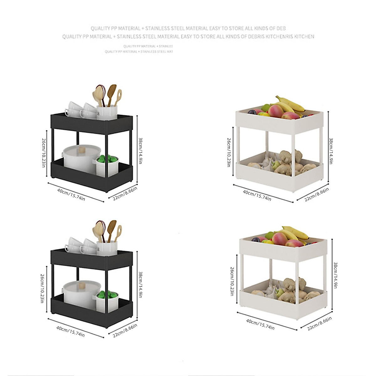 Under Sink Organizer Pull Out Under Sink Storage Rack 2 Tier Under Bathroom Cabinet Storage Multi Purpose Under Cabinet Storage for Kitchen Bathroom Cabinet(white#2)