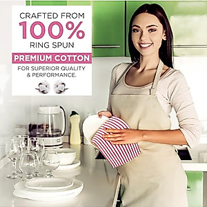 Candy Cottons Stripe Kitchen Towels Decor Hanging Loop Dish Towels Boho Stripe Absorbent Festive Gift Set of 3 Pantry Reusable 18x28 Inch Kitchen Dish Towels|Trendy Spring French Stripe| Pink