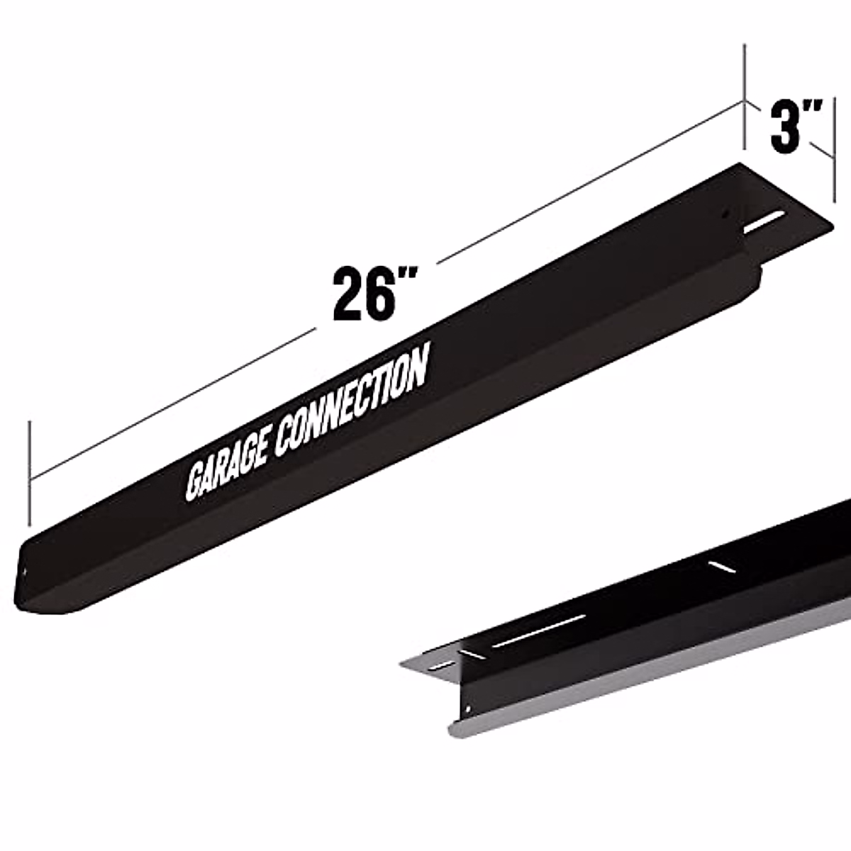 Overhead Garage Storage Bin Rack - Ceiling Bracket for Holding Gallon Tote - Organization Steel Black Shelving and Track (2 Pack)