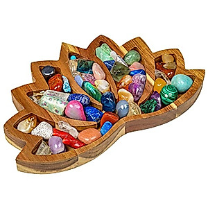 Curawood Lotus Crystal Tray for Stones - Display Your Crystals & Healing Stones - Crystal Holder for Stones Display - Crystal Shelf Display for Stones - Crystal Organizer Bowl for Crystals Stones
