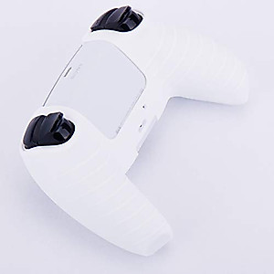 YoRHa Silicone Cover Skin Case for PS5 Dualsense Controller x 1(White) with Thumb Grips x 10