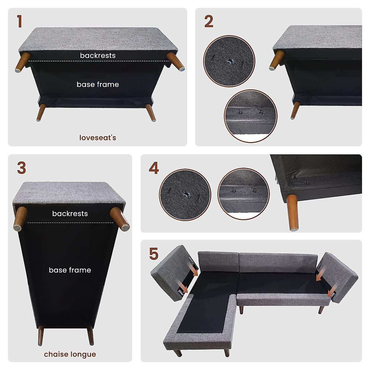 Tbfit 80" W Sectional Sofa Couch, L Shaped Couch with Reversible Chaise, Mid Century Modern Linen Fabric Couches for Living Room Apartment Small Space, Convertible Sofa with Tufted Seat Cushion, Grey