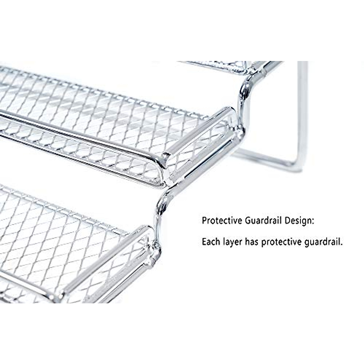 MEIQIHOME 4 Tier Spice Rack Organizer Step Shelf Countertop Spice Storage Holder, for Kitchen Cabinet Cupboard Pantry, Metal, Chrome