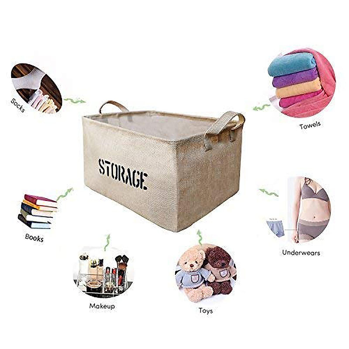 YD Youdepot Large Foldable Kids' Toy Storage Organizer Bin - Eco-Friendly Basket with Handles for Toys, Baby Clothes, Books, Gifts, Clothes - Measures 17x13x10 Inches