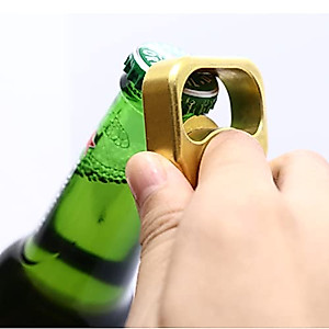 Brass Bottle Opener Solid and Durable - Personalized Pocket Keychain Easy to Carry, Opener for Vintage Beer Gifts for Men, Husband, Dad, Boyfriend（2.1x1.5x0.4inch）