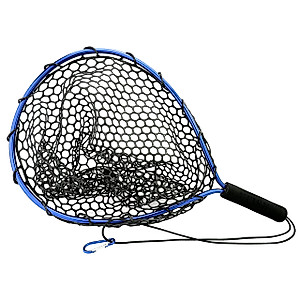 UFISH Fishing Net for Freshwater and Saltwater Fishing, Fish Landing Net with Rubber Mesh for Catfish, Fly, Kayak, Bass, Steelhead, Trout Fishing, Fish Net with Non-Slip Handle for Safe Fishing (Blue)