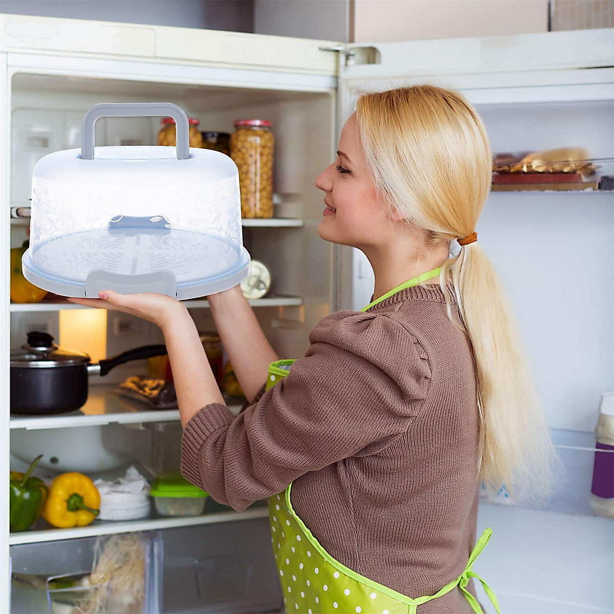 UracoN Round Carrier Plastic Cake Keeper, With Lid And Handle Cake Transport Container Plastic Cake Keeper With Lid Cake Decorating Kit (blue)