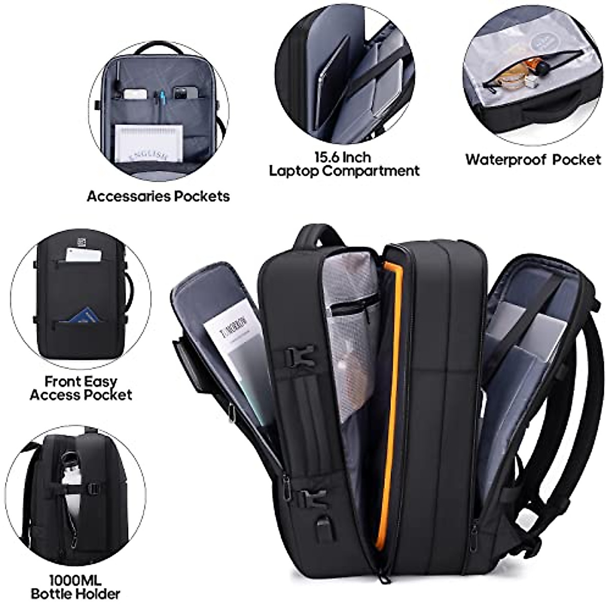 Bagsure Carry On Backpack, 40L Flight Approved Travel Backpack for Men Women, Expandable Water-resistant 17Inch Laptop Backpack, Casual Daypack Large Backpack for Business Weekend Hiking