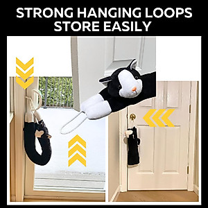 Evelots Under Door Cat Draft Stopper - Weighted - Keep Cold Air, Warm Air Out - Odor, Noise, Dust, Wind Blocker - Great for Window - Full 38 Inch Long - Heavy Duty Kitty Cat - Hanging Loops