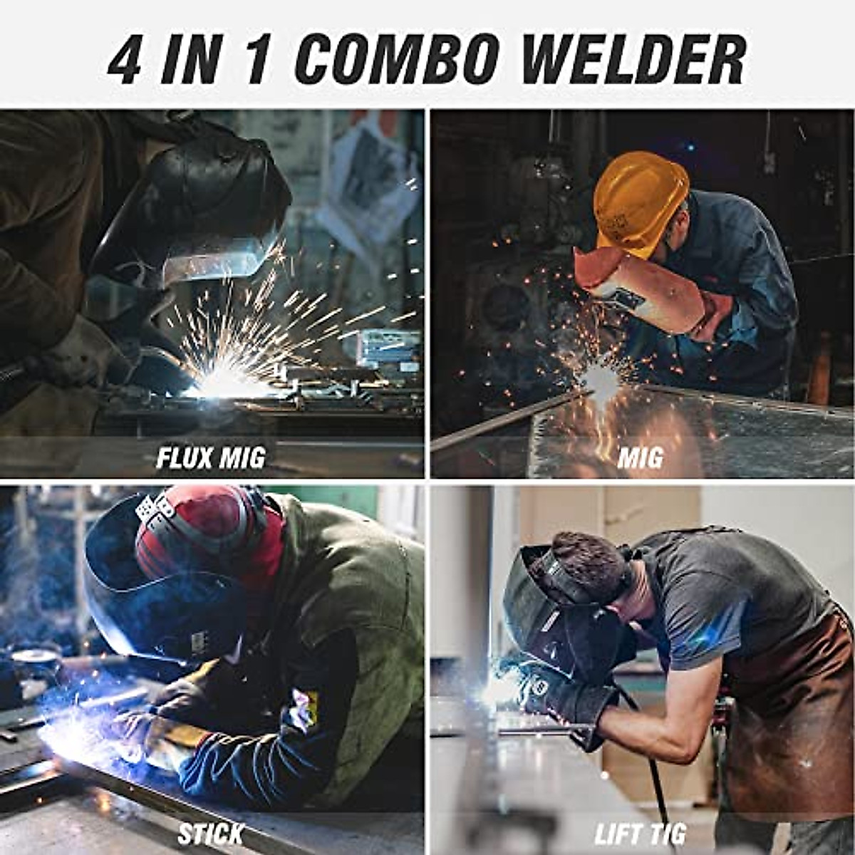 A-ITECH Multiprocess Welder 200Amp 4 in 1 Combo MIG/Flux/Lift-TIG/Stick Welding Machine with 110V/220V Dual Voltage