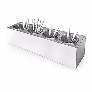 Flatware Organizers Stainless Steel Cylinder Flatware Silverware Utensil Holder Organizer Caddy (4 holes)