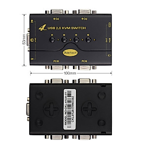 4 Port VGA KVM Switch with USB Hub and Audio Support Wireless Keyboard Mouse Connection and Push Button Switching Function