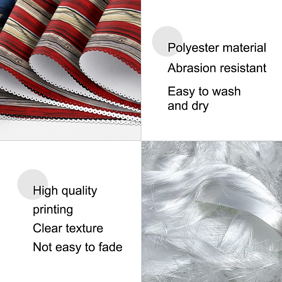 Naanle Wooden American Flag Placemats Set of 6, 4th of July Star and Stripe Non Slip Heat-Resistant Washable Table Place Mats for Kitchen Dining Table Home Decoration, 12" x 18"