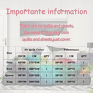 JewosS 3D Printing Bear Bedding Set Winnie 3 Piece Ultra Soft 100% Polyester Duvet Cover Set Includes 1 Duvet Cover and 2 Pillowcases(Queen), Style9