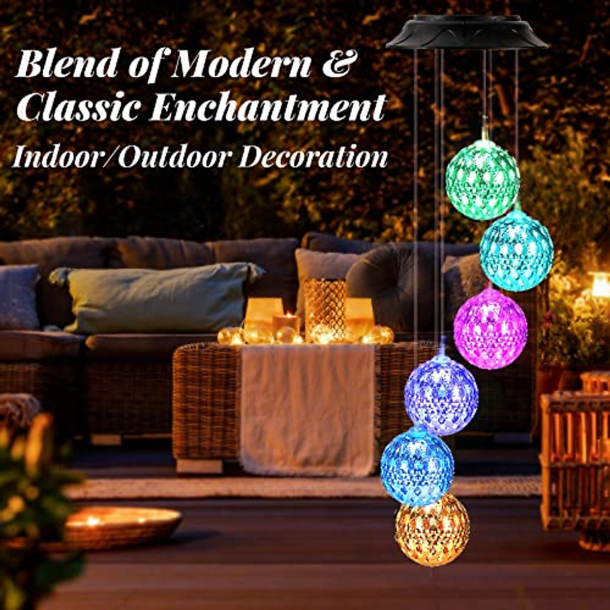 Yard Decor Lights, Solar Wind Chimes, Hanging Solar Lights Ball Wind Chimes,2023 Gifts for Women/Mom/Grandma/Wife/Daughter/Sister/Aunt, Birthday Gifts,Gardening Gift for Christmas,Outdoor Decorations