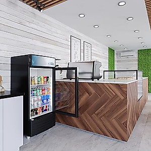 KoolMore KM-MDR-1D-6C 6 Cu. Ft. Commercial One Glass Door Display Upright Beverage Refrigerator Cooler Merchandiser-22.8 in. x 21.4 in. x 52.7 in. [Black]