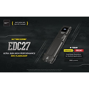 EdisonBright Nitecore EDC27 3000 Lumen USB Rechargeable Slim Body LED Flashlight Brand Charging Adapter