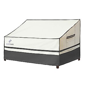 WJ-X3 Patio Loveseat Cover, Waterproof UV Resistant Heavy Duty Outdoor 2-Seat Loveseat Cover, 54" Wx38 Dx35 H, Beige+Grey