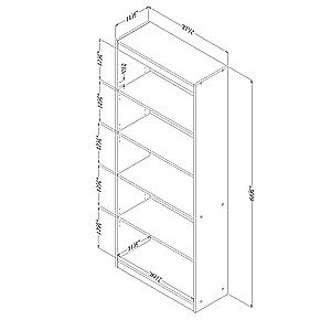 South Shore Axess 5-Shelf Bookcase - Royal Cherry