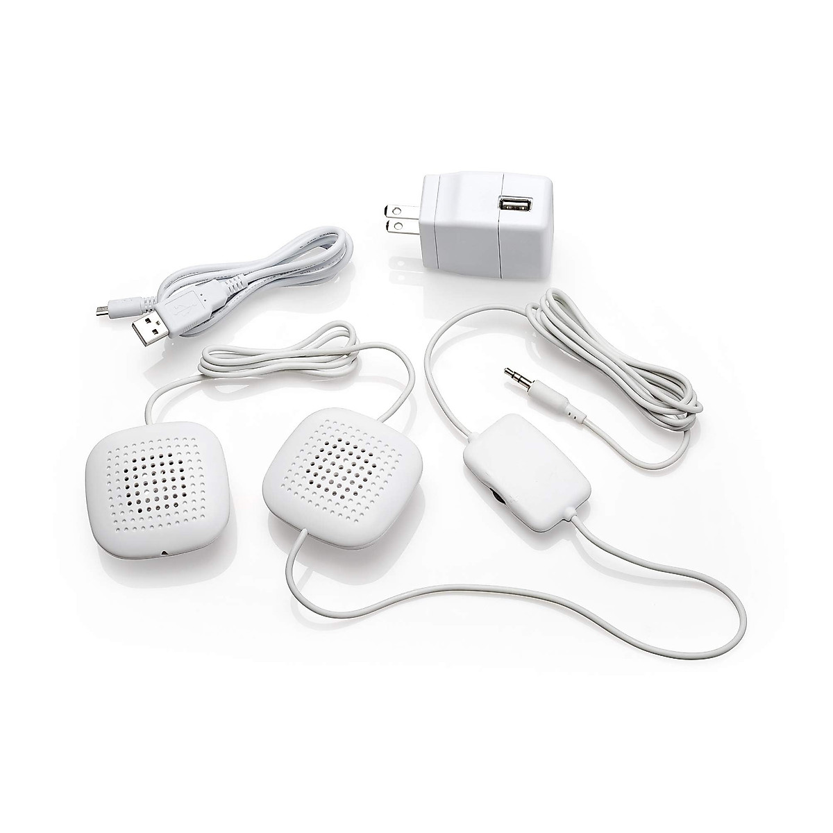 Sound Oasis Amplified Pillow Speakers, 2 Ultra-Thin Hi-Fi Stereo Speakers, Volume Control, Surround Sound for Music, Sleep, Tinnitus Masking, Connects to External Sound Source.