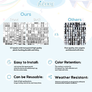 Silver Shimmer Wall Backdrop Sequin Disco Backdrop Panels for Party Photo Background 30 Packs Glitter Birthday Backdrops Bridal Baby Shower Wedding Decoration (6x5ft)