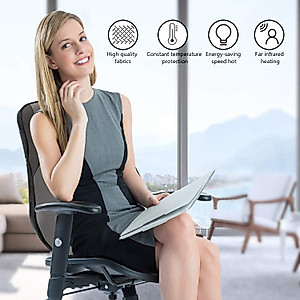 KUPX 24V UL DC Power Safe and Healthy Infrared Zero Radiation Multifunctional Carbon Fibre 30 Seconds Fast Heated Warm Office Chair Mat Back and Seat Cushion Pad Temperature Adjustable (Gray)