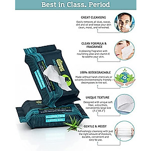 Combat Wipes ACTIVE Outdoor Wet Wipes - Extra Thick Camping Gear, Biodegradable, Body & Hand Cleansing/Refreshing Cloths for Backpacking & Gym w/Natural Aloe & Vitamin E(4 packs, 25 wipes each)