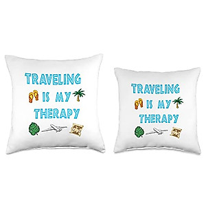 Travel Now Therapy Co. Traveling is My Therapy Vacation Throw Pillow, 18x18, Multicolor