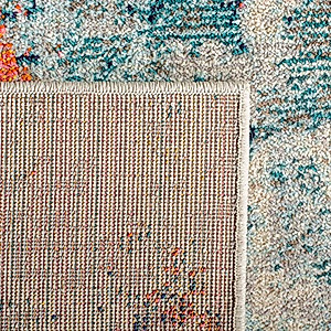 SAFAVIEH Madison Collection 6' x 9' Cream / Orange MAD478B Modern Abstract Non-Shedding Living Room Bedroom Dining Home Office Area Rug