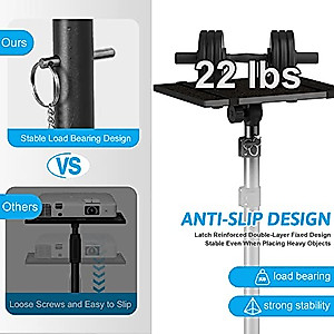 Tanenuos Projector Stand Tripod from 23.5" to 46.5" Adjustable Height, Laptop Tripod Stand with Gooseneck Phone Holder, Laptop Floor Stand for Office, Home, Stage, Studio, DJ Racks Holder Mount