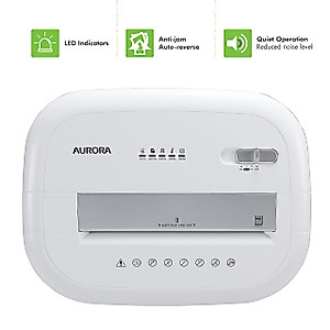 Aurora Professional Grade 10-Sheet High Security Micro-Cut Paper and Credit Card Shredder/ 60 Minutes/Security Level P-5, White