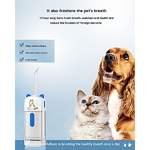 Fumzen Cordless Water Flosser Dental Care for Pets Portable Water Teeth Cleaner for Dogs Oral Irrigator with 3 Modes 2 Jet Tips IPX7 Waterproof Pets Cats Dogs Teeth Cleaning (Blue)