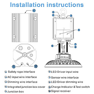 40W LED Emergency Driver for UFO LED High Bay Light, 0-10V Dimmable LED Emergency Backup Battery, Emergency Time 90 Minutes, Input AC 100-347V Output DC 170V, UL Certified 5 Year Warranty (8 Pack)