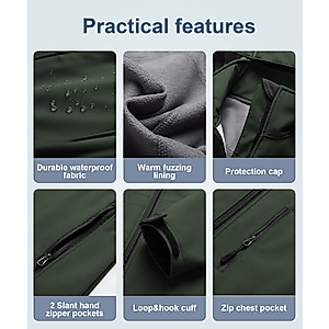 CREATMO US Ladies Soft Shell Jacket Outdoor Mountain Long Fleece Insulated Athletic Jacket Raincoat Green S