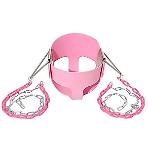 Take Me Away Pink Swing Seat - Heavy Duty Chain Plastic Coated - Playground Swing Set Accessories Replacement