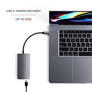 Satechi USB C Hub Multiport Adapter V2, USB C Docking Station with 4K HDMI, 60W USB C PD Charging, 3 USB-A, Ethernet, Micro/SD Card Readers, for MacBook Pro/Air M1 M2 M3, Windows - Space Gray