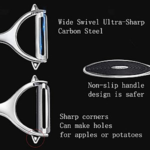 Potato, Vegetable, Apple Peelers for kitchen, Fruit, Carrot, Veggie, Potatoes Peeler, Y-Shaped and I-Shaped Stainless Steel Peelers, with Ergonomic Non-Slip Handle & Sharp Blade, Good Durable (2PCS)