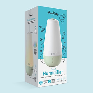 Pure Enrichment® PureBaby® 3-in-1 Whisper-Quiet Humidifier, Color Changing Night Light, & Essential Oil Diffuser for Baby Nursery & Kids Bedroom to Relieve Congestion, Colds, & Coughs (Whisper Green)