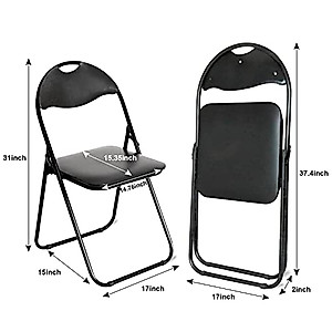 fusehome Padded Metal Folding Chair, 2 PCS Padded Folding Chair, Stackable Chair Dining Room Chairs for Apartment Dining Room Hotel Conference Room, Black