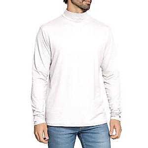 STRETCH IS COMFORT Men's Long Sleeve Mock Neck Turtleneck White Small