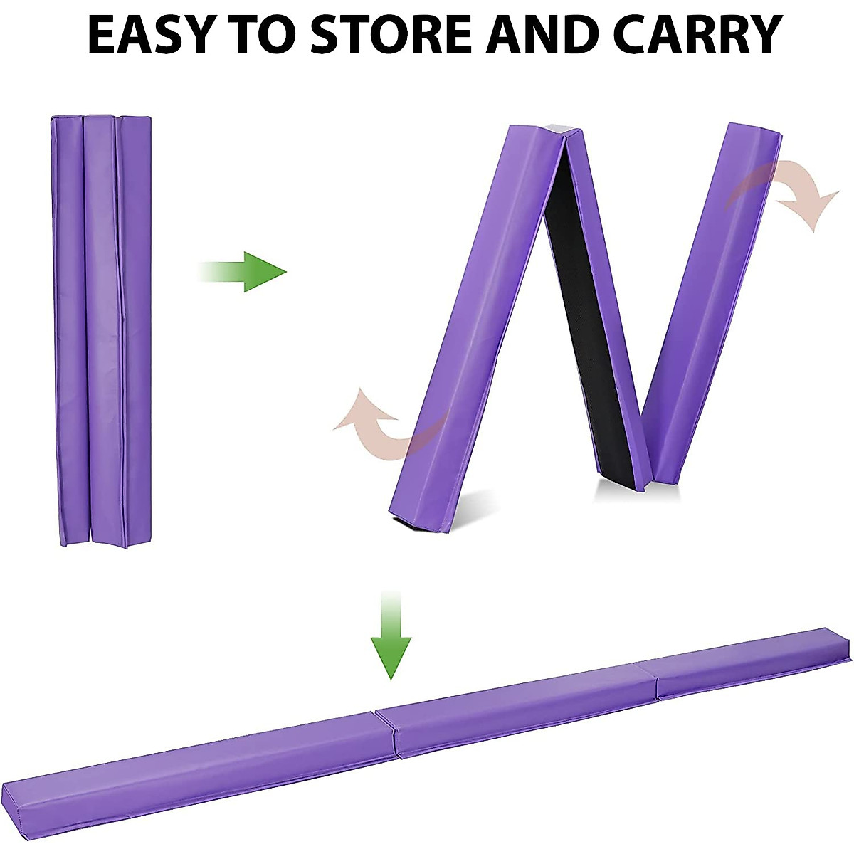 Oteymart 9FT Folding Balance Beam Extra Firm Foam Floor Gymnastic Beam Anti-Slip Base Equipment for Home Training, Kids, Adults