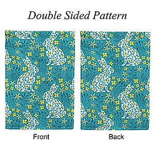 My Little Nest Seasonal Garden Flag Rabbit Silhouettes and Flowers Vertical Garden Flags Double Sided for Home Farmhouse Yard Holiday Flag Outdoor Decoration Banner 12"x18"