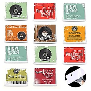 Jetec 12 Pieces Acrylic Vinyl Record Holder Wall Mount Record Shelf Storage Frame for Display Listening Records Collection and Decoration (White)